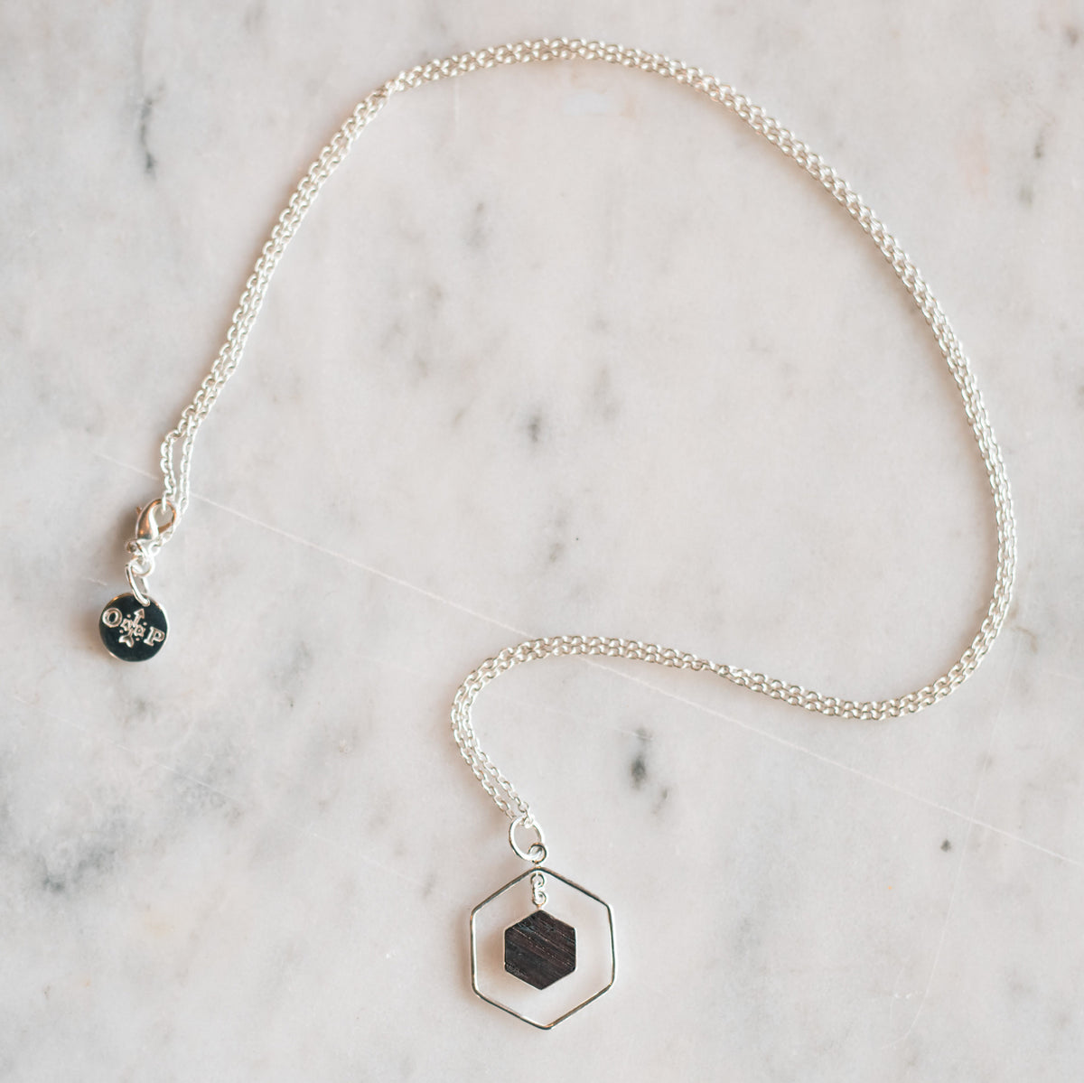 Double Hexagon Barrel Necklace – Olive and Poppy